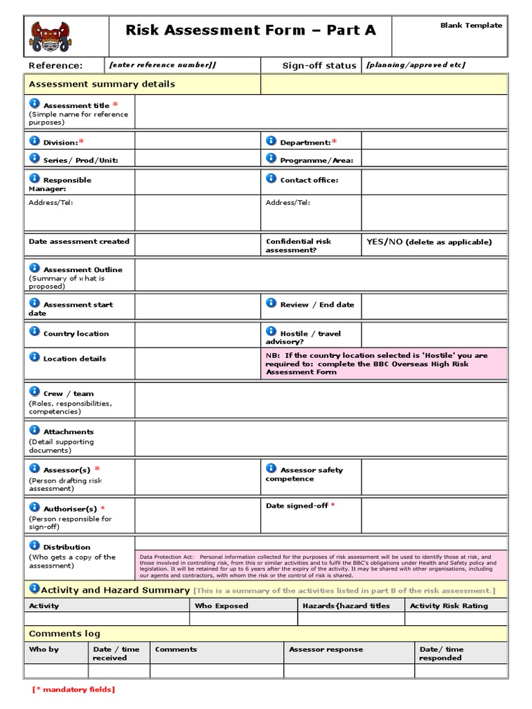 Risk Assessment Form Template | PDF | Personally Identifiable ...