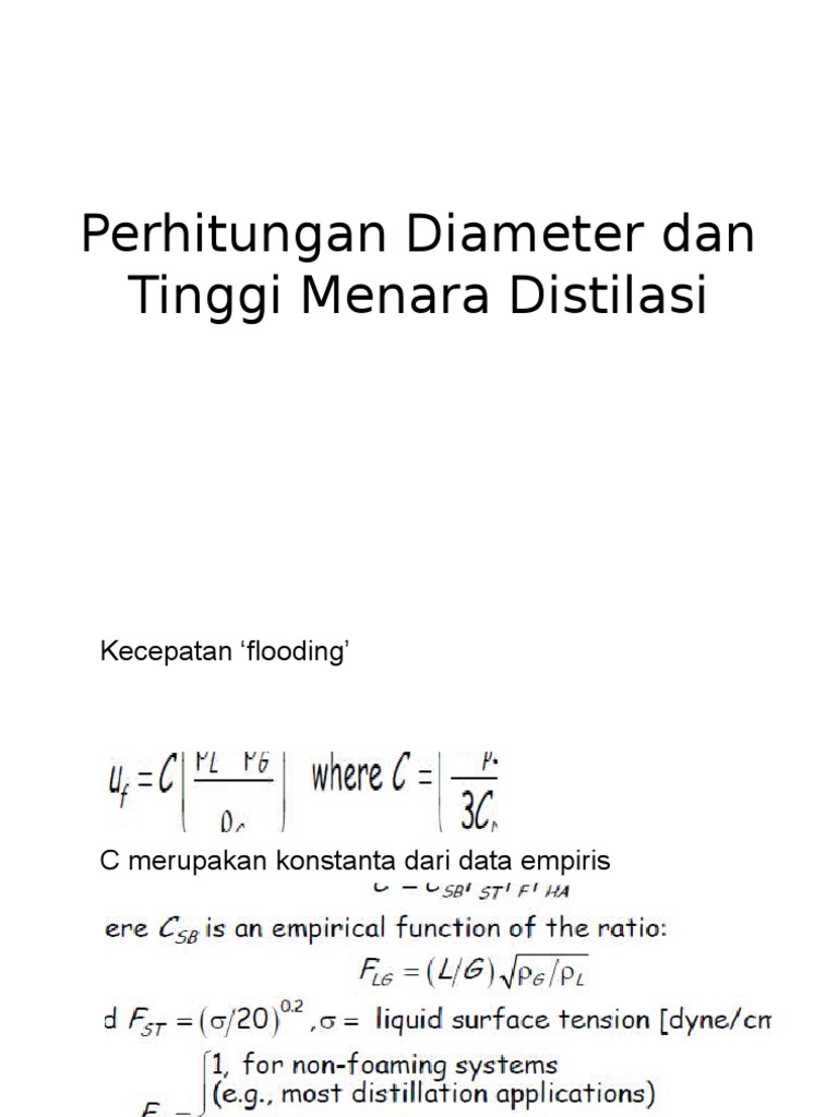 Perhitungan Diameter Dan Tinggi Menara Distilasi