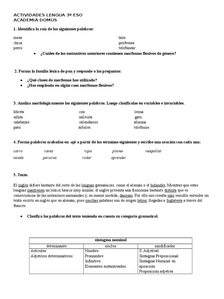Ejercicios Repaso 1 Trimestre | PDF | Palabra | Adjetivo