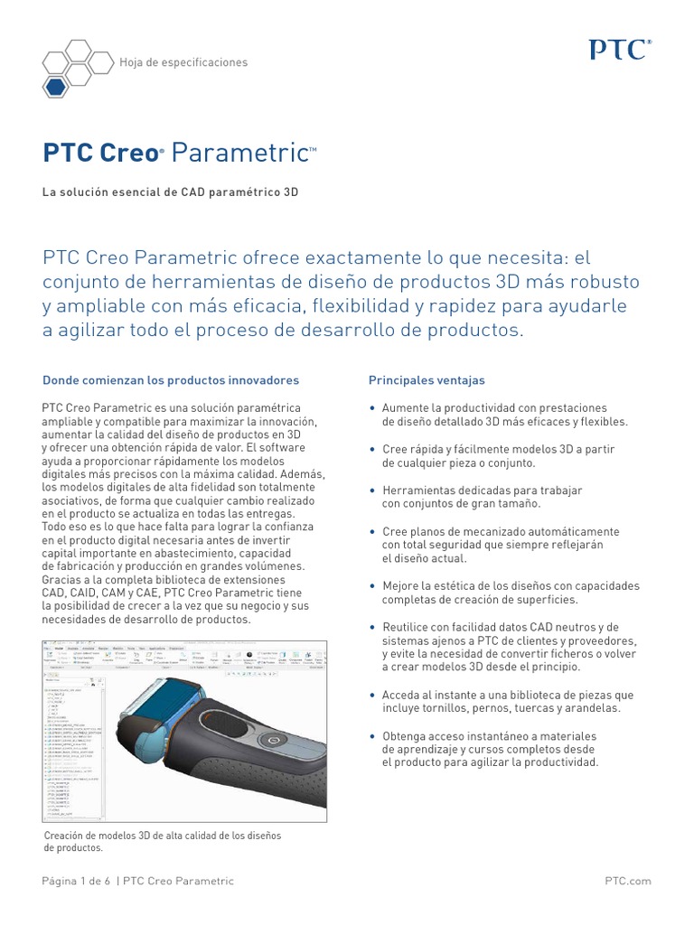 PTC Creo Parametric Data Sheet | PDF | Software | Diseño