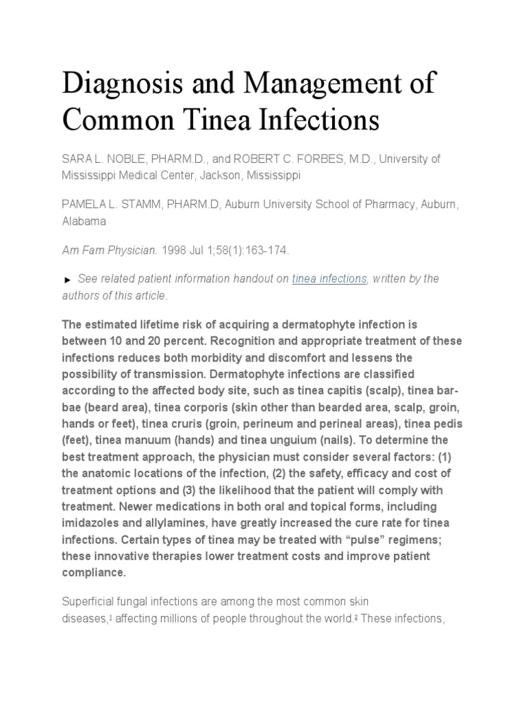 Diagnosis and Management of Common Tinea Infections | Public Health ...