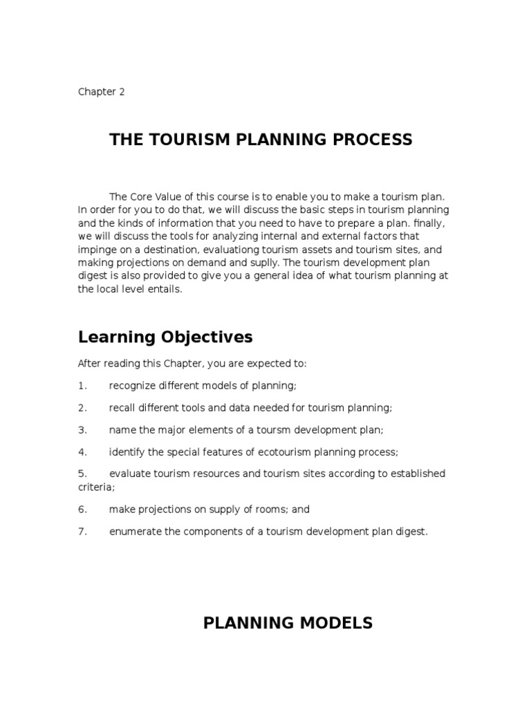 The Tourism Planning Process | Strategic Management | Protected Area