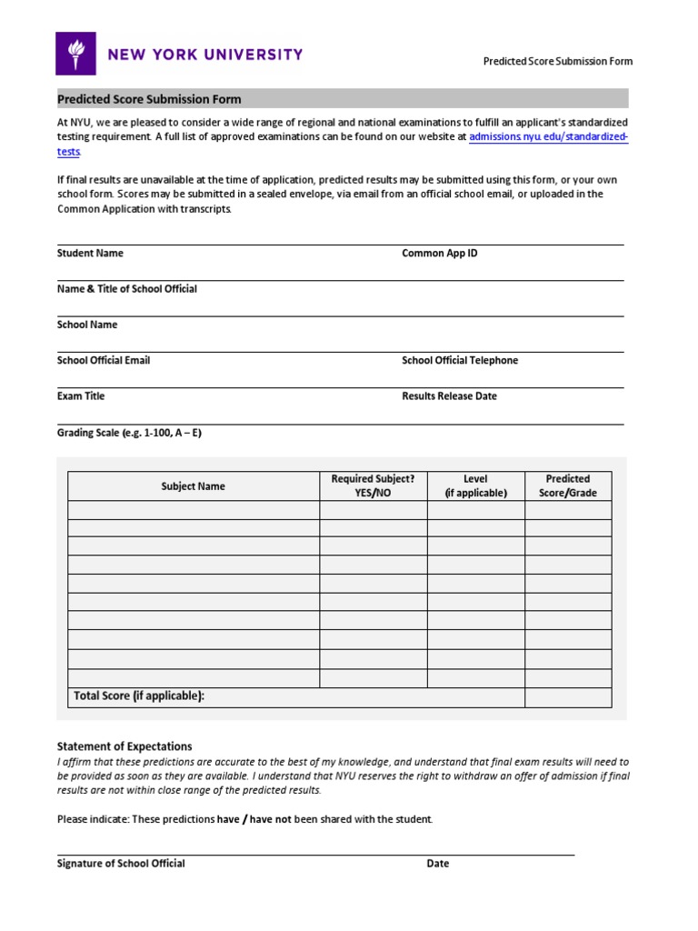 Predicted Score Submission Form2 | PDF | University And College ...
