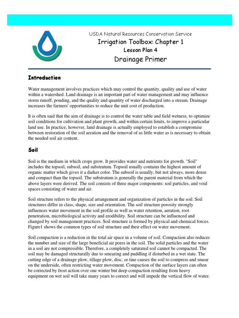 Drainage Primer: Irrigation Toolbox: Chapter 1 | PDF | Porosity | Drainage