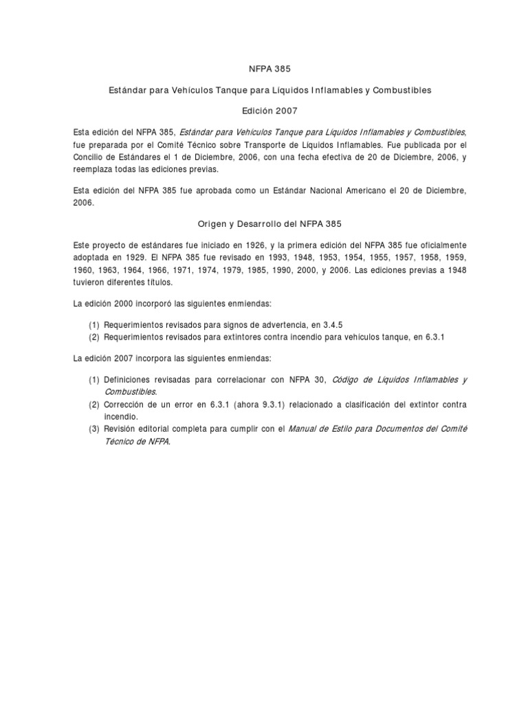 NFPA 385: Estándar para Vehículos Tanque | PDF | Soldadura | Construcción