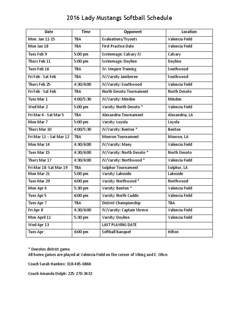 2016 Schedule | PDF