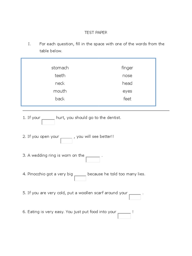 Stomach Teeth Neck Mouth Back Finger Nose Head Eyes Feet | PDF | Wellness