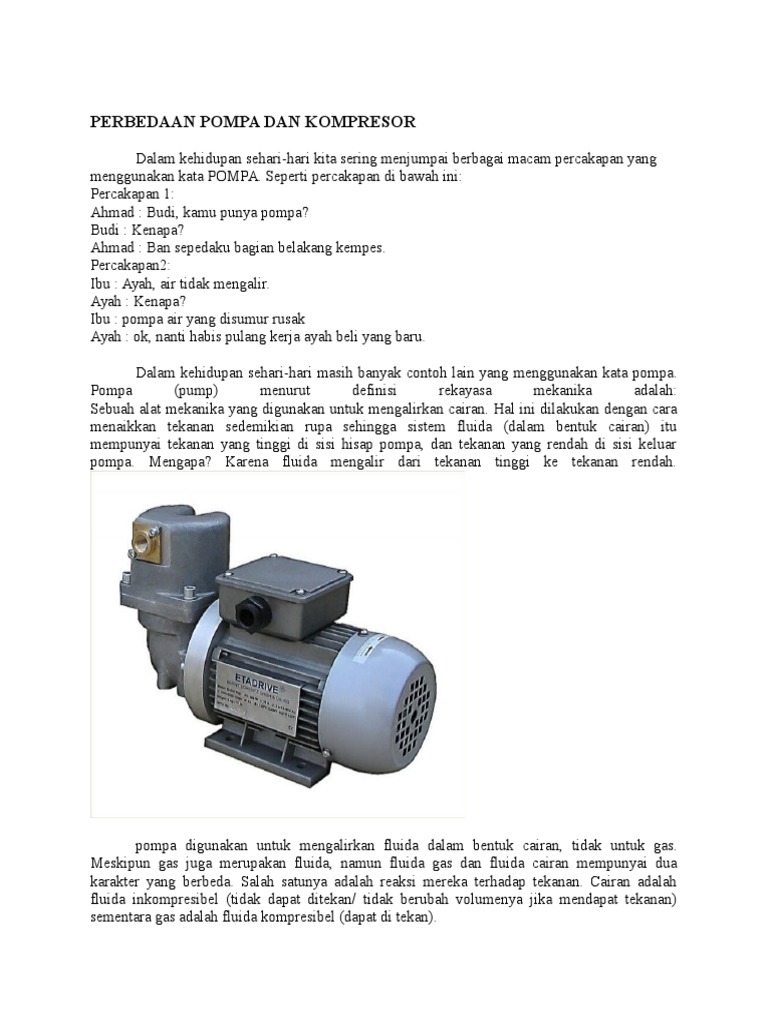 Perbedaan Pompa Dan Kompresor | PDF