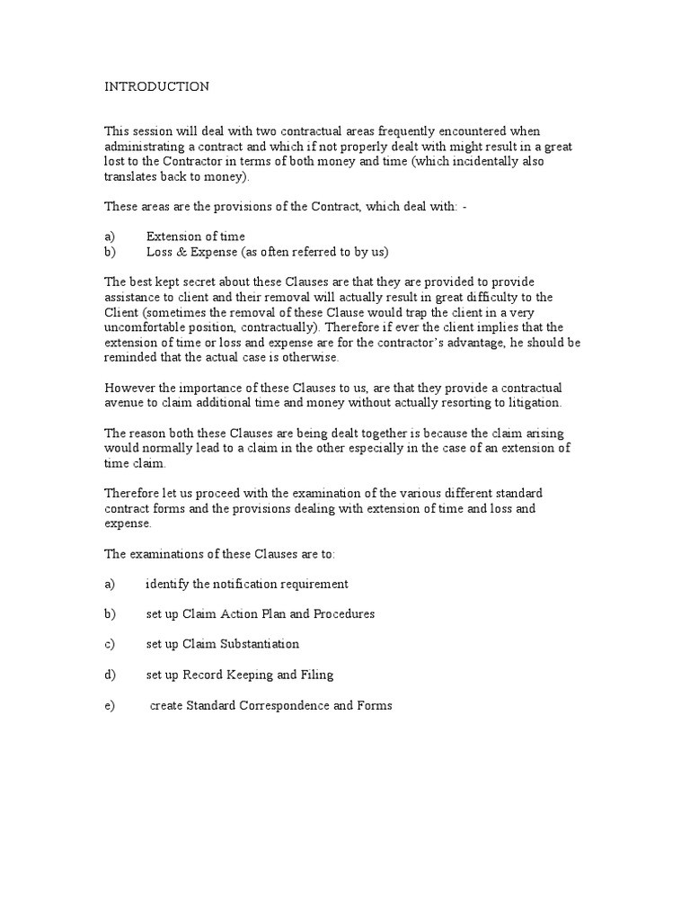 Extension of Time Standard Letters | Architect | General Contractor