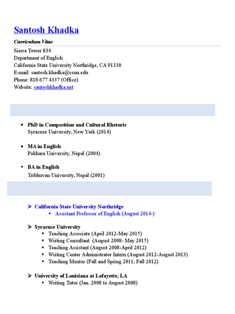 Santosh Khadka Curriculum Vitae | PDF | Semiotics | Cognitive Science