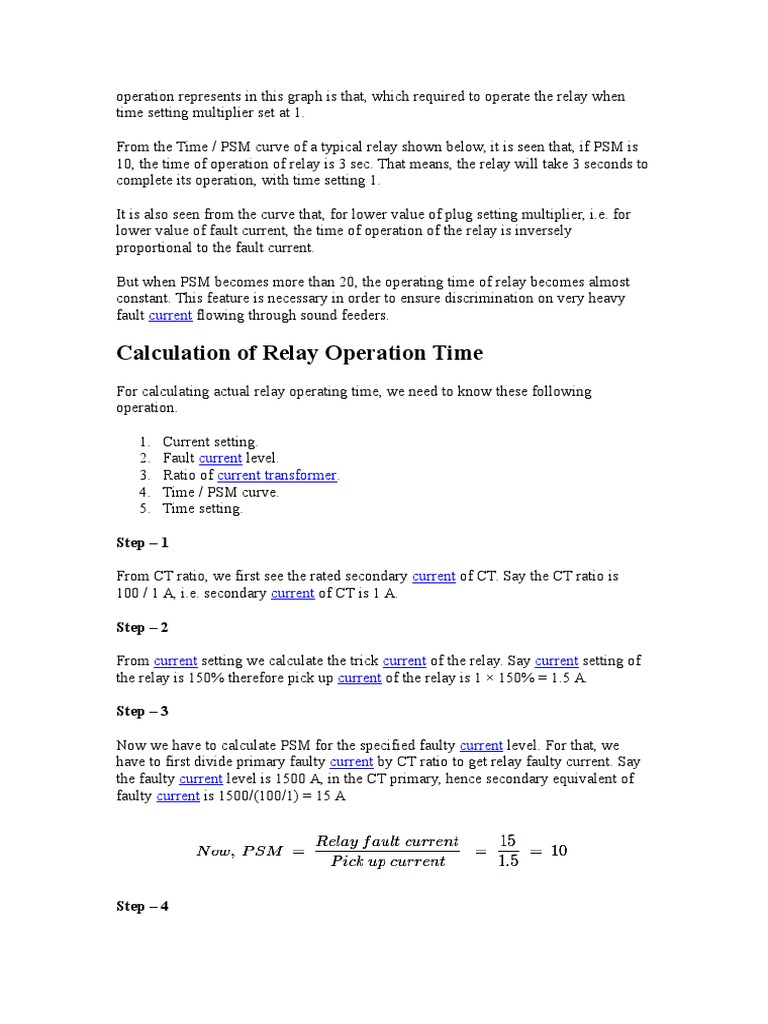 Calculate IDMT over Current Relay Settings for Feeder Protection | PDF ...