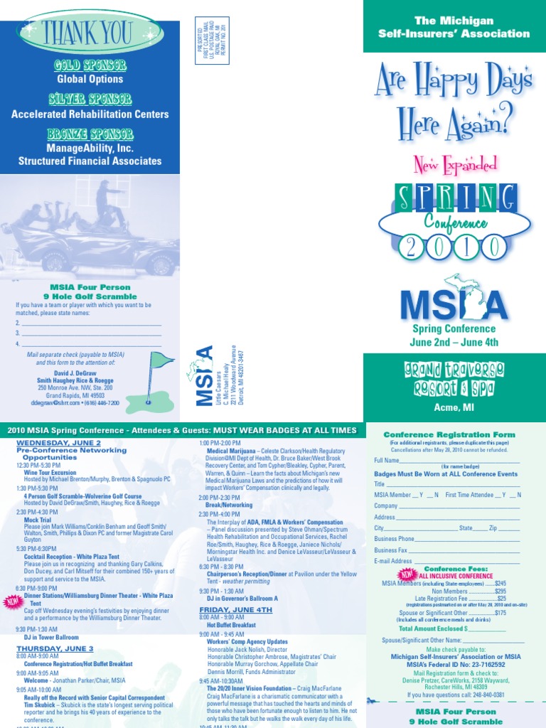 MSIA Spring Conference 2010 Brochure | PDF | Michigan | Leisure