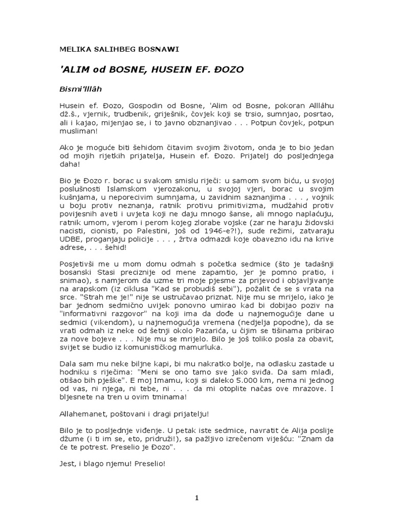 Husein Ef. Djozo | PDF