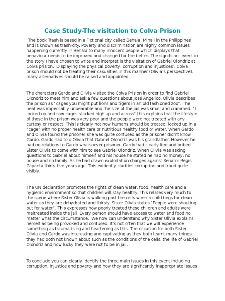 Case Study-The Visitation To Colva Prison | PDF | Prison | Poverty