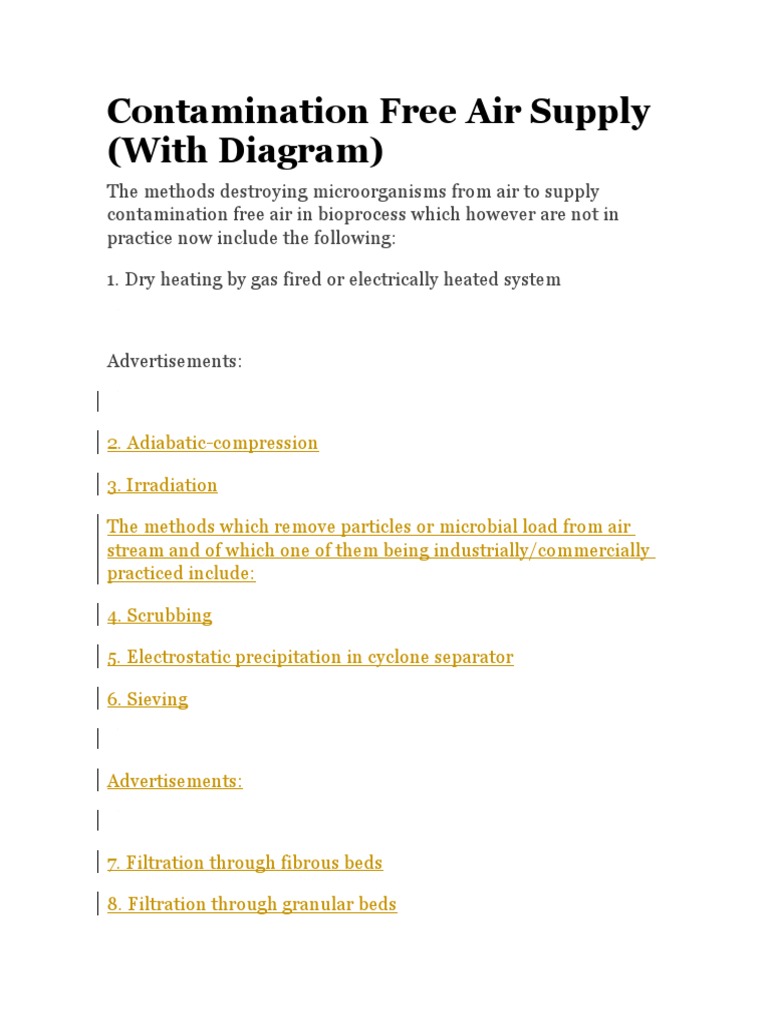 Contamination Free Air Supply | PDF | Filtration | Sterilization ...