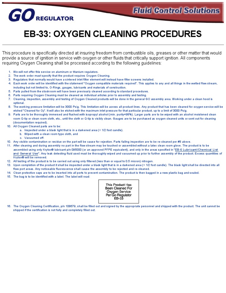 Eb-33 Oxygen Cleaning Procedures | PDF | Chemistry | Chemical Engineering