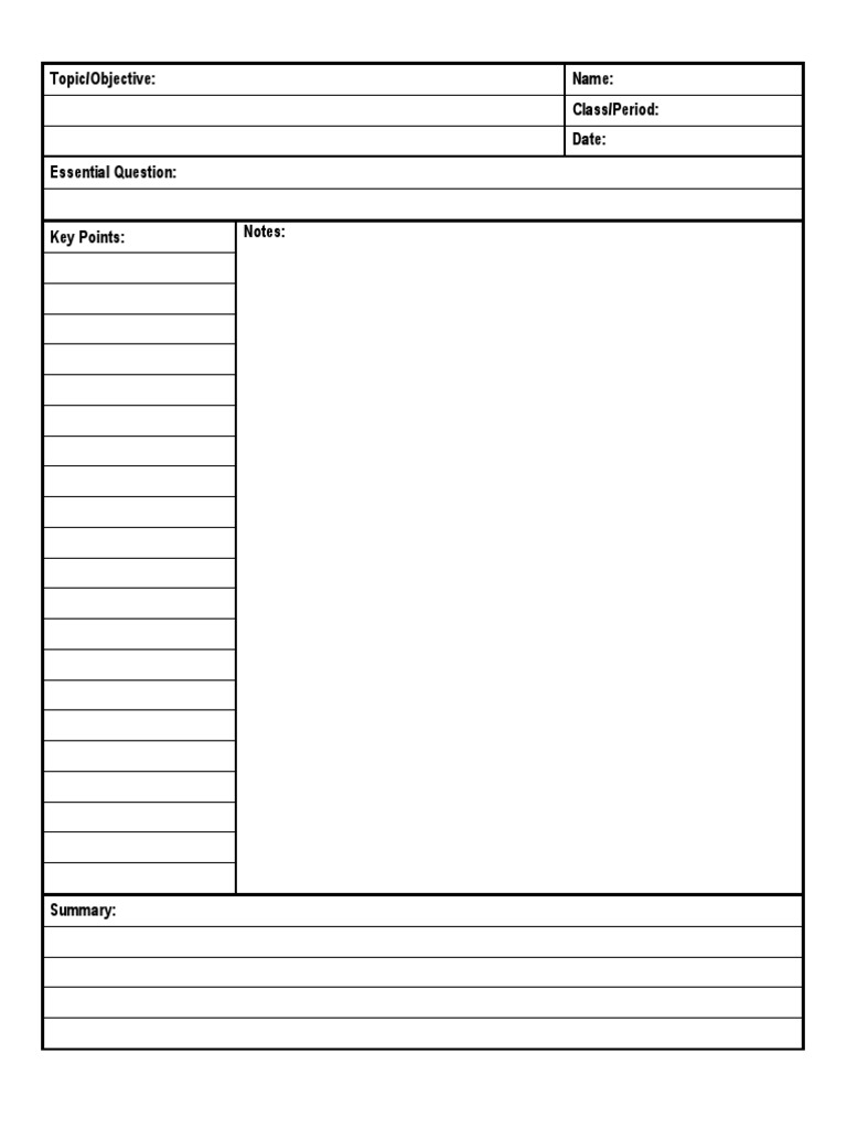 Topic/Objective: Name: Class/Period: Date: Essential Question: Notes | PDF