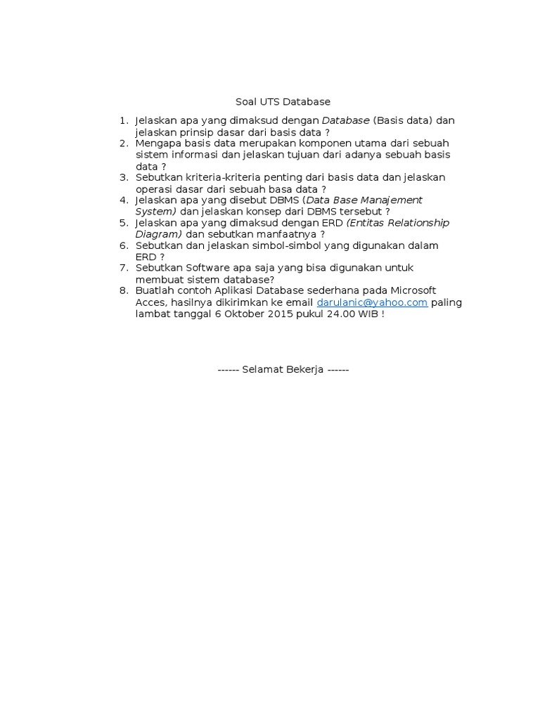 Soal UTS Database Dan OOP | PDF