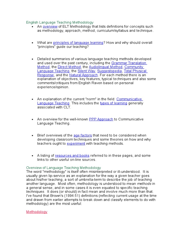 Overview of ELT Methodologies | PDF | Language Education | Language ...