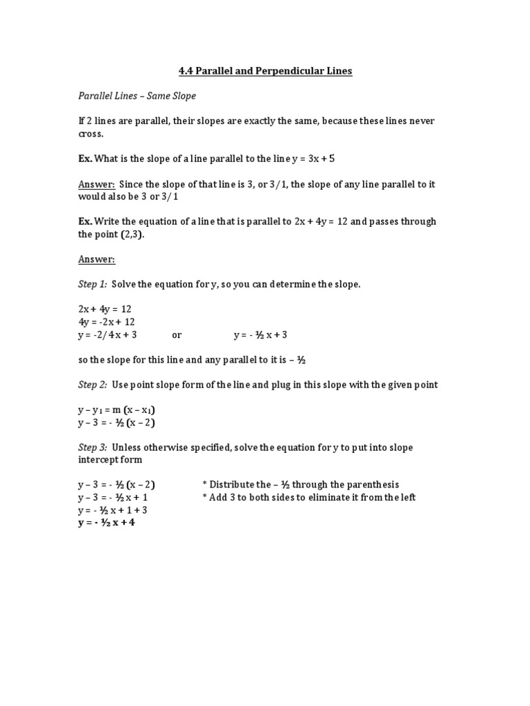 Parallel and Perpendicular Lines Guide | PDF | Slope | Geometry