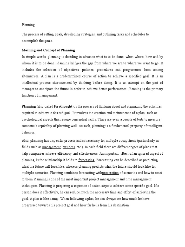 The Essential Role of Planning in Project Management and Organizational ...