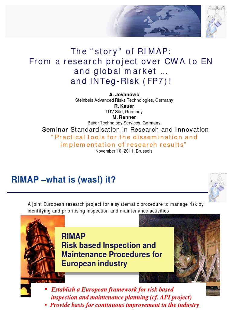 Developing a Unified Approach to Risk-Based Inspection and Maintenance ...