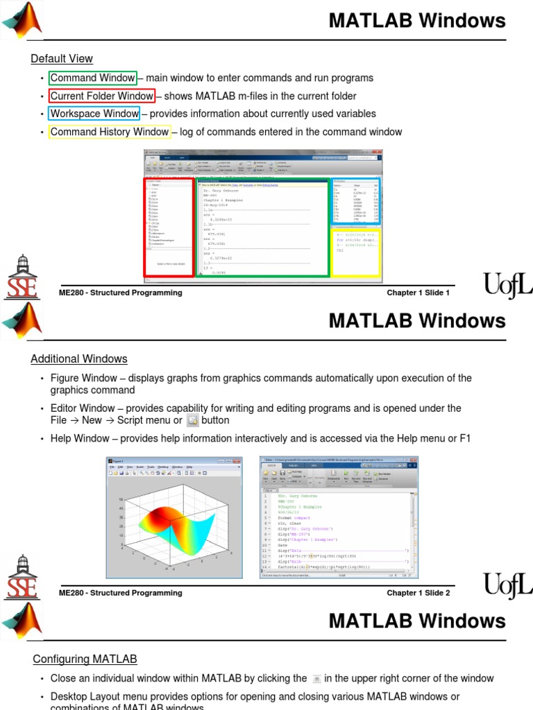 MATLAB Windows and Commands Overview | PDF | Variable (Computer Science) | Teaching Mathematics
