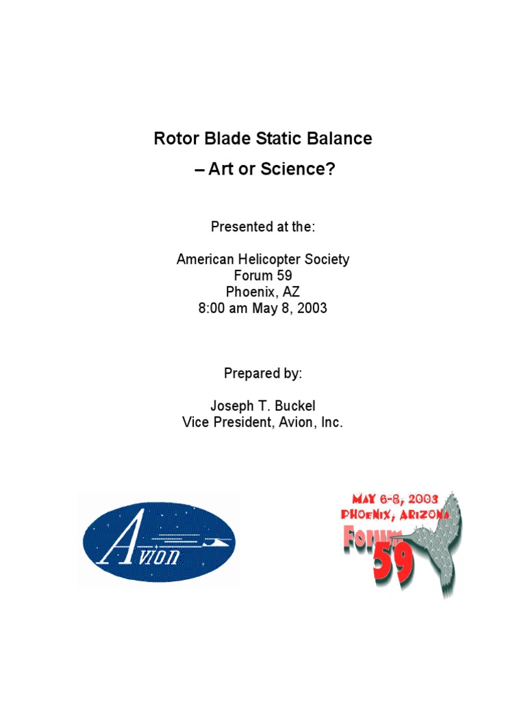 Rotor Blade Static Balancing - Art or Science | PDF | Helicopter ...
