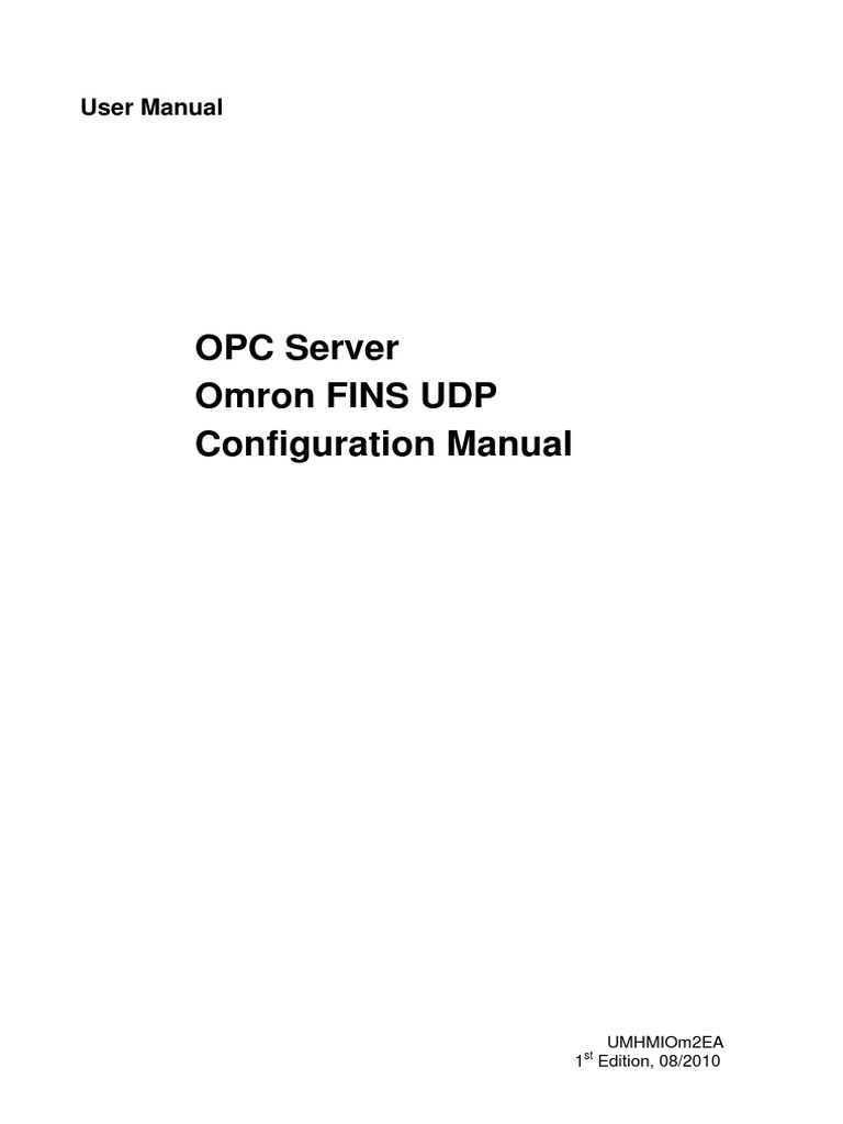 OPC Server Omron Fins Udp Configuration Manual | PDF | Port (Computer Networking) | Integer ...