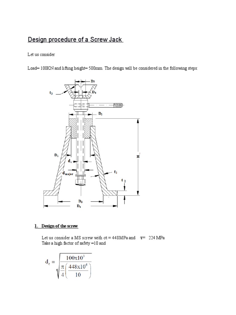 Design Procedure of A Screw Jack | PDF | Buckling | Screw