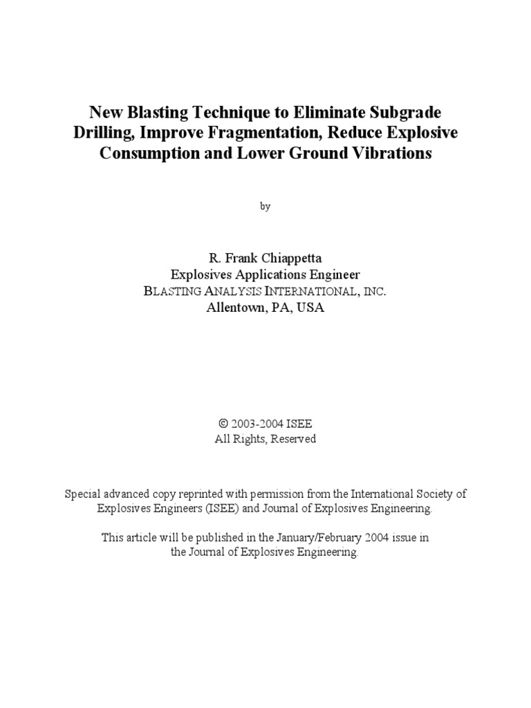 New Blasting Technique To Eliminate Subgrade Drilling, Improve ...