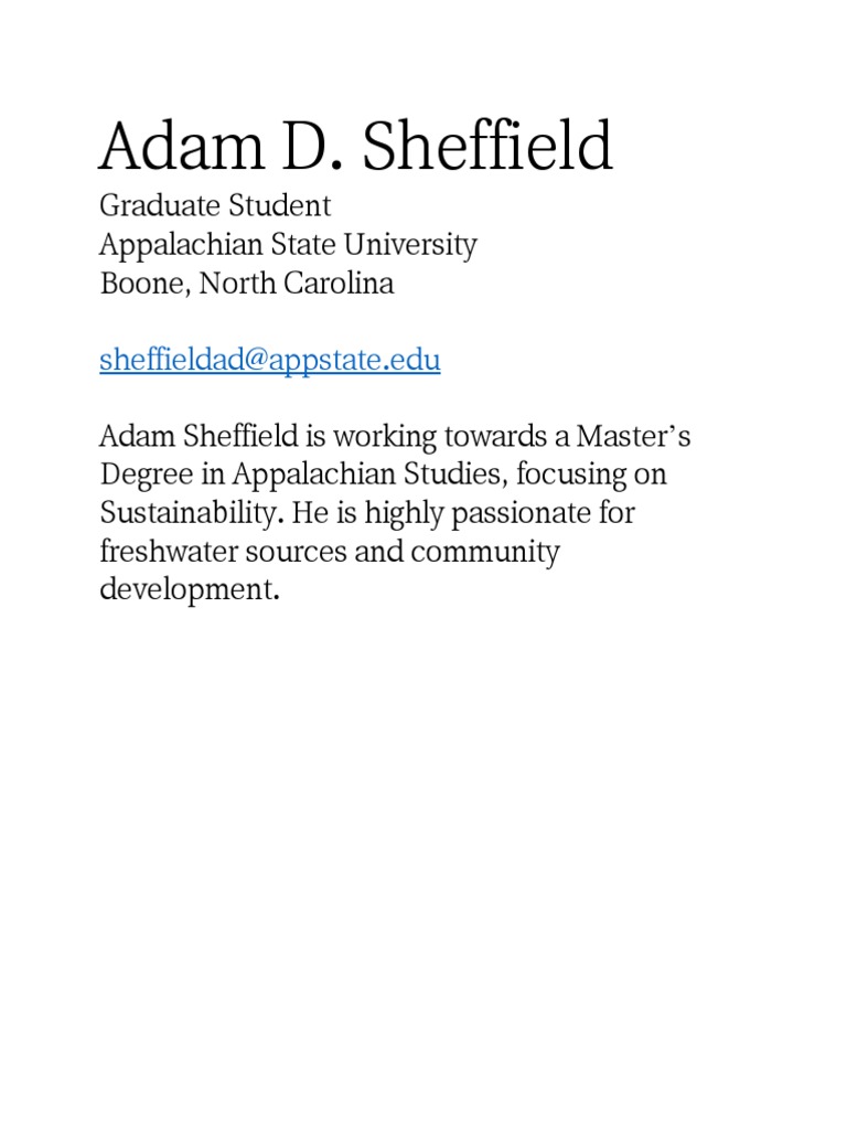 Adam Sheffield: Appalachian Studies Grad | PDF