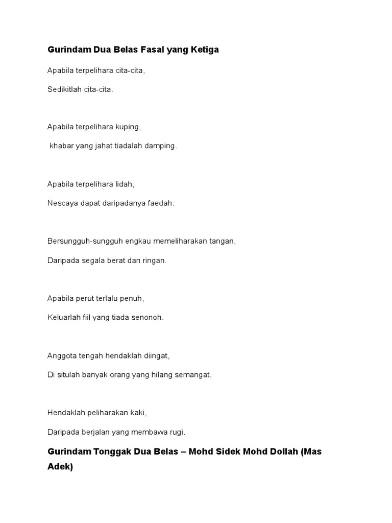 Gurindam Dua Belas | PDF