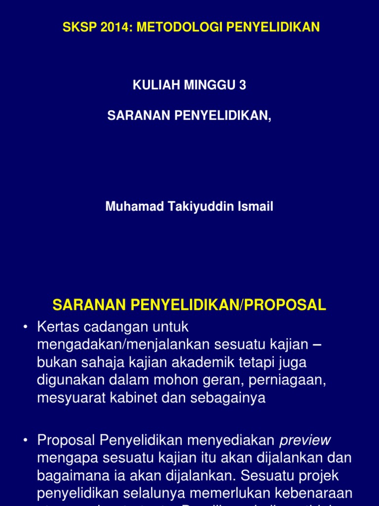Nota Kuliah 3 - Proposal Tajuk PK | PDF