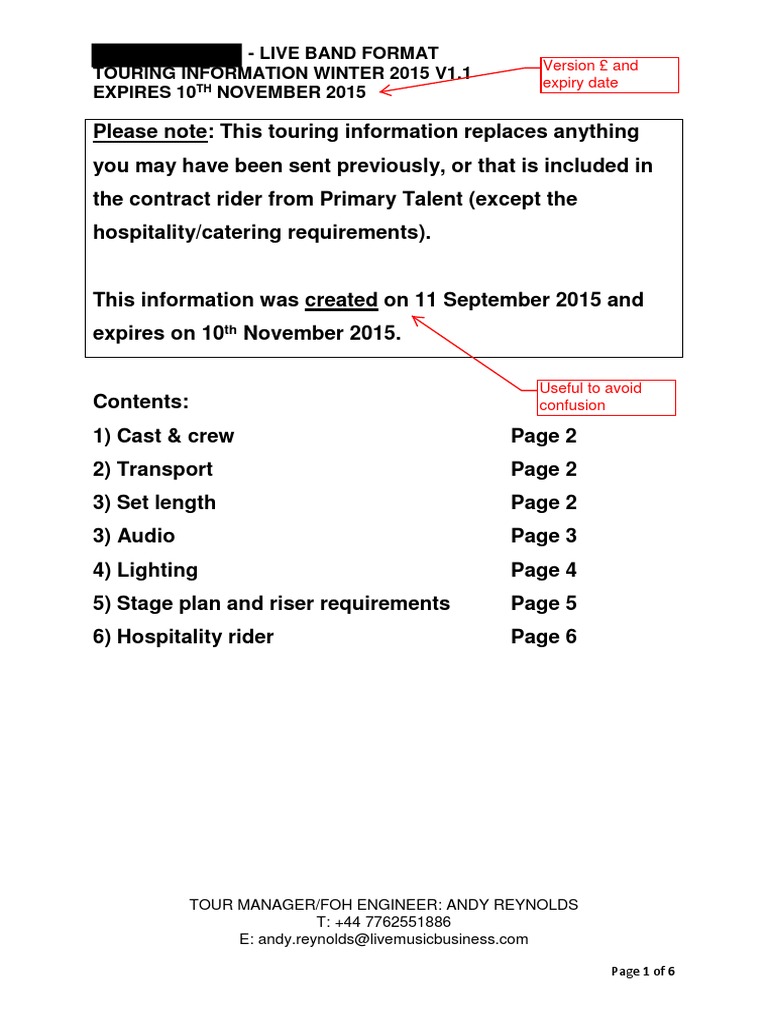 Example Contract Rider (As Information) | PDF