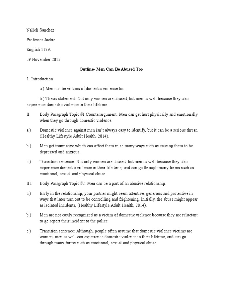 Outline On Domestic Violence | PDF | Domestic Violence | Problem Behavior