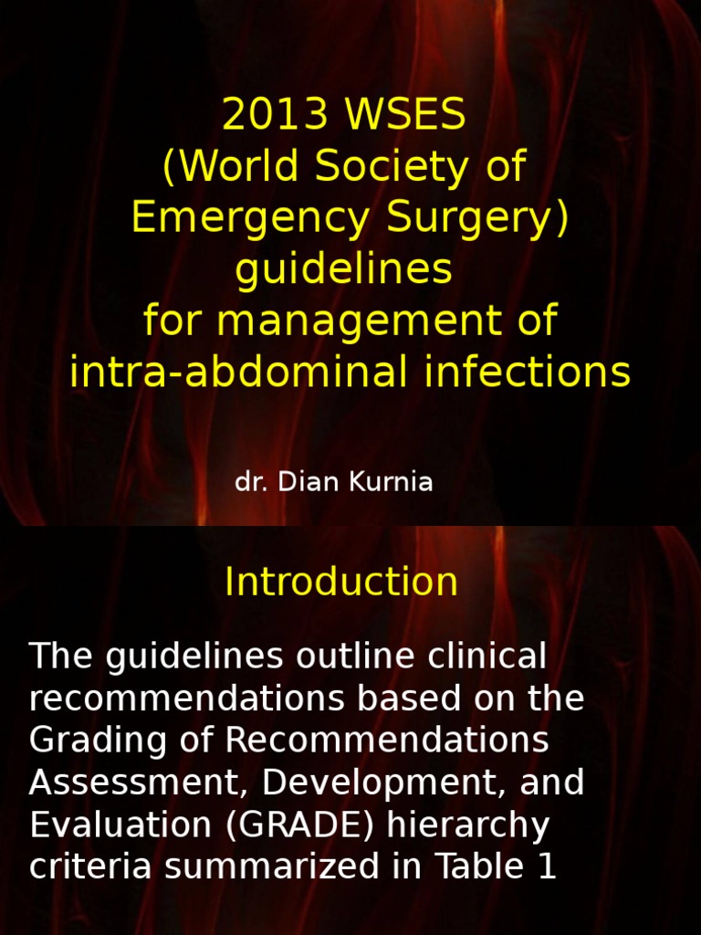 2013 WSES (World Society of Emergency Surgery) Guidelines For ...