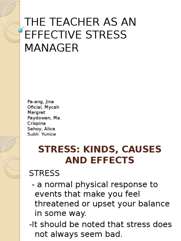 Effective Stress Management for Teachers | PDF | Work–Life Balance ...