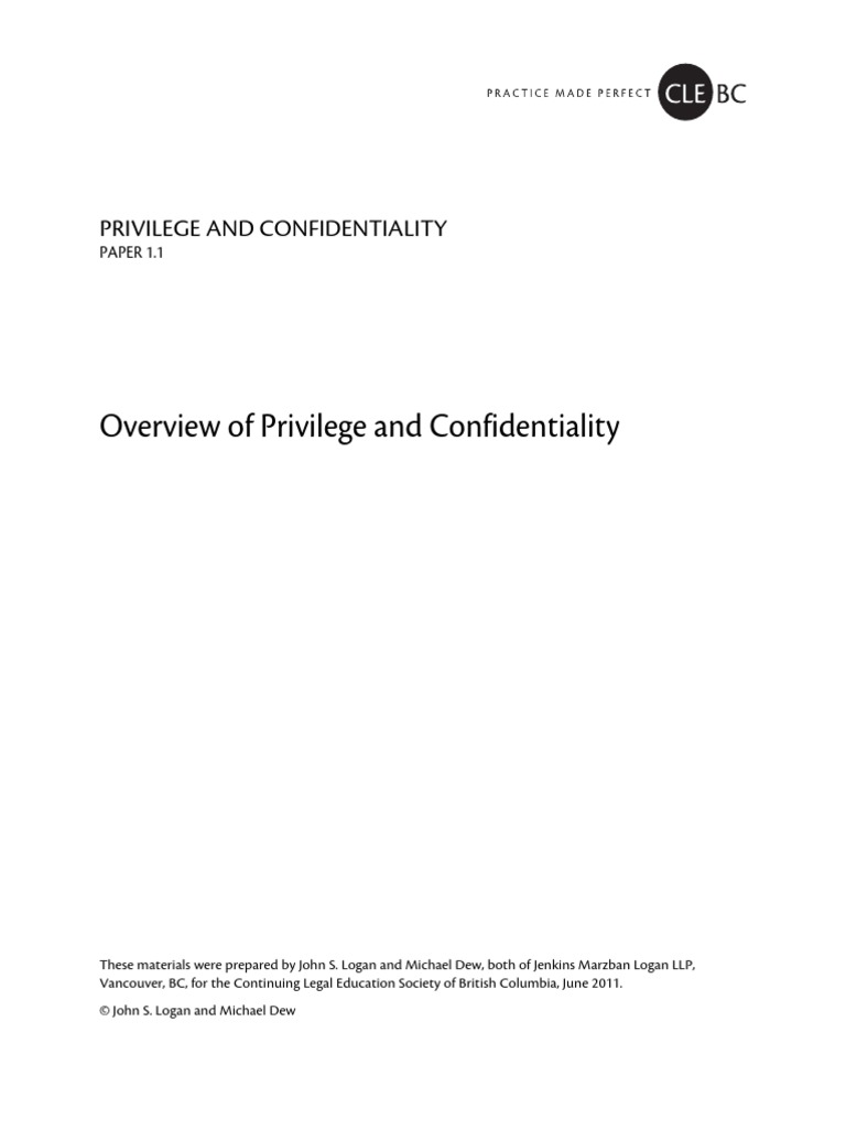 Overview of Privilege and Confidentiality | PDF | Evidence (Law ...