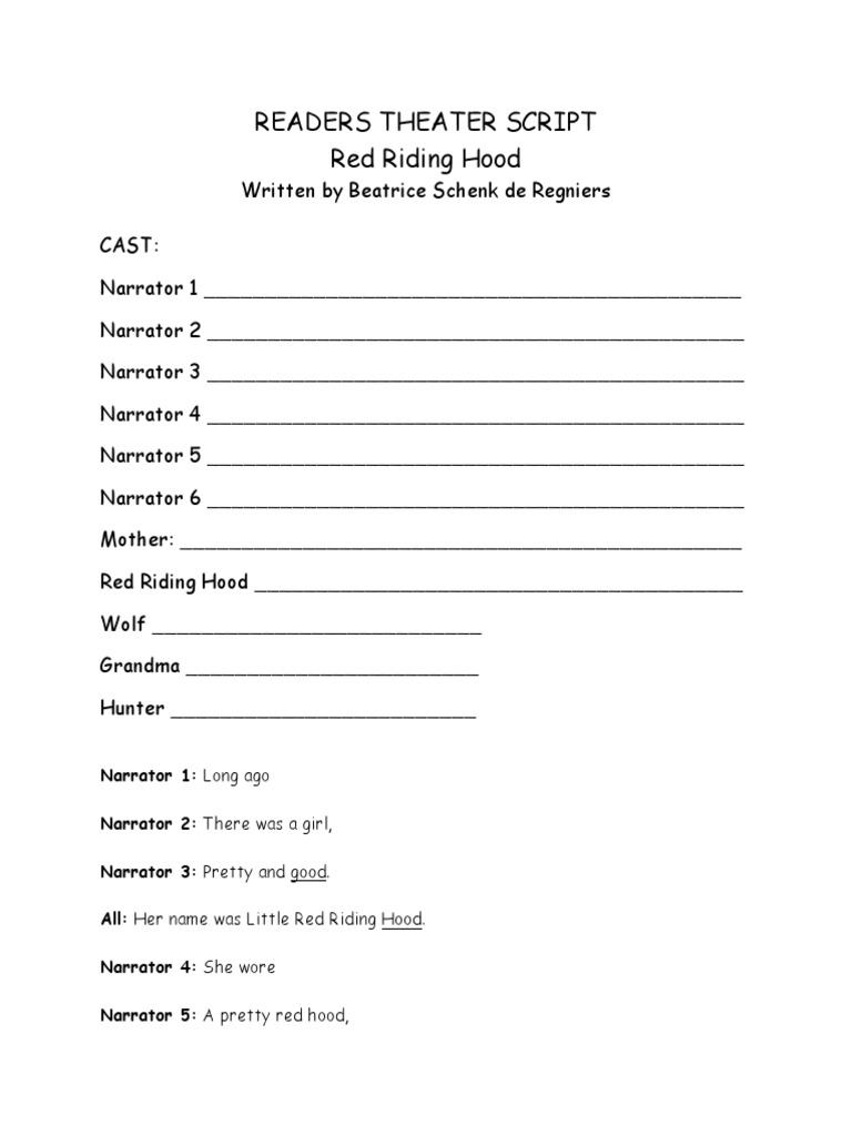 Little Red Riding Hood Readers Theater | PDF | Little Red Riding Hood ...