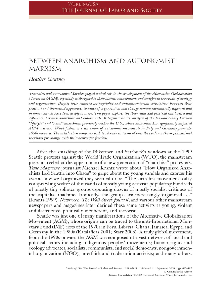 Gautney - Between Anarchism and Autonomist Marxism 2009 | PDF ...