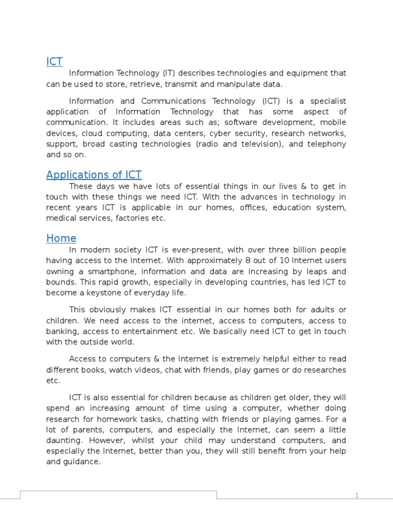 ICT Assignment | PDF | Computing | Information Technology