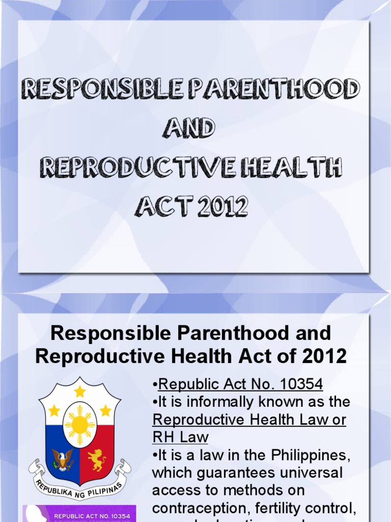 Responsible Parenthood AND Reproductive Health ACT 2012 | PDF ...