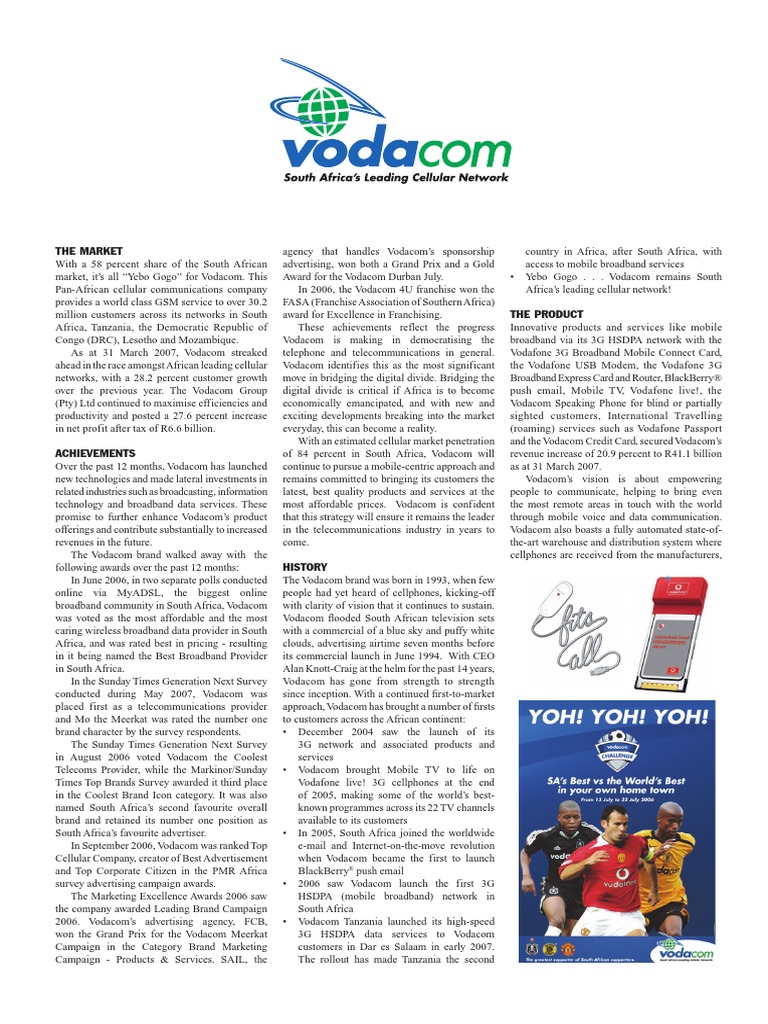 VODACOM | PDF | Mobile Phones | 3 G