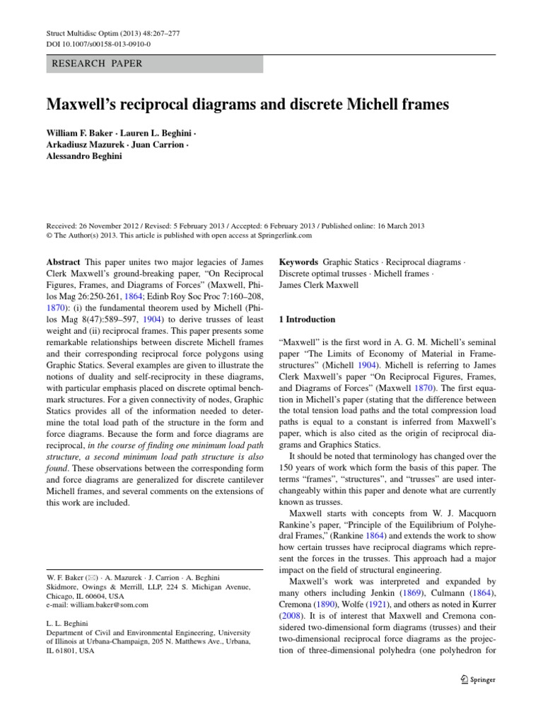 Maxwell Reciprocal Diagram and Discrete Michell Frames | Download Free ...