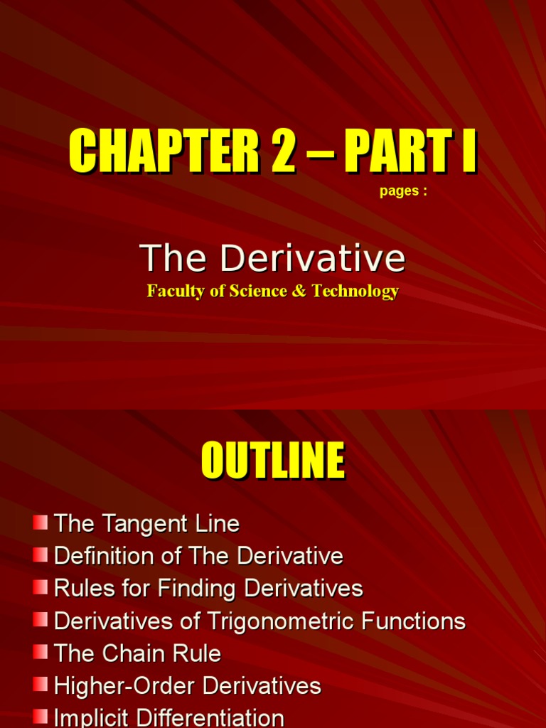 Chapter 2 - Part I - The Derivative | PDF | Derivative | Tangent