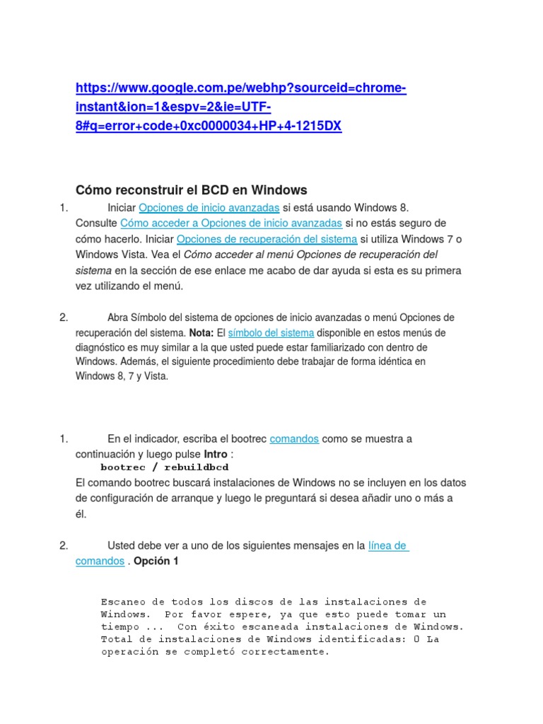 Reconstruir BCD en Windows 10 y 11 | PDF | Microsoft Windows | Arranque
