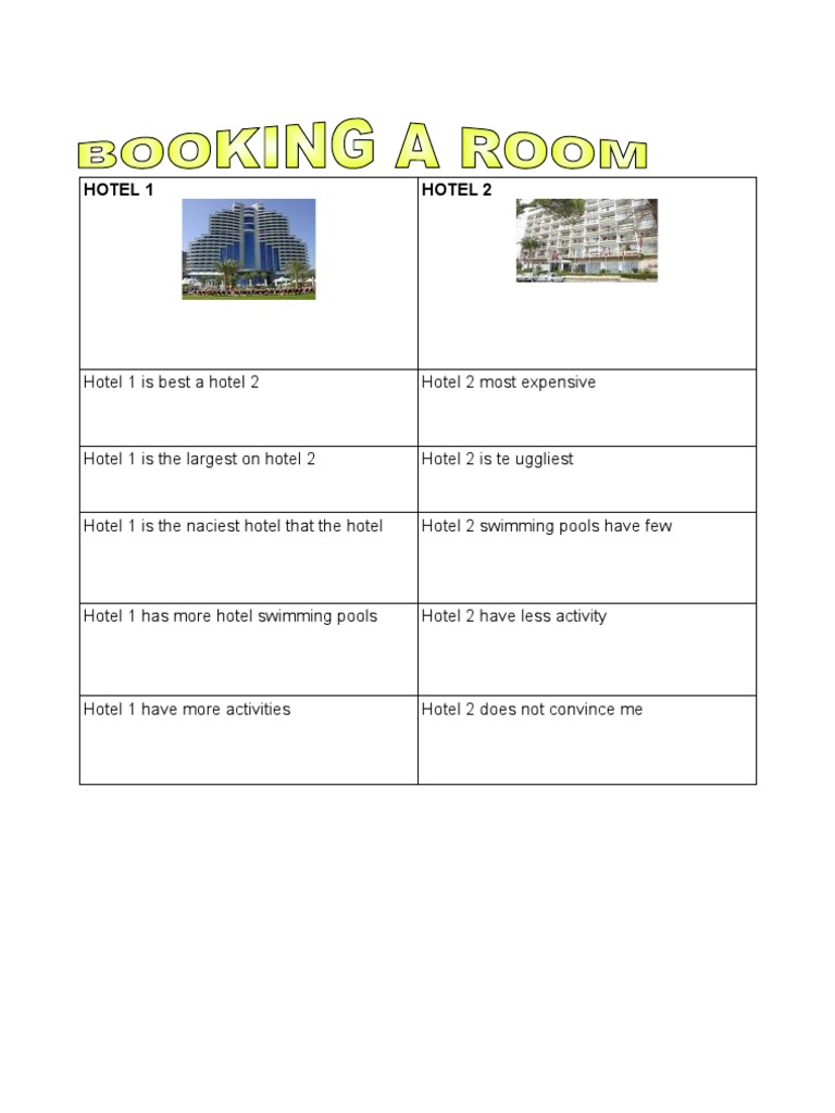 Hotel Comparison: Hotel 1 vs Hotel 2 | PDF