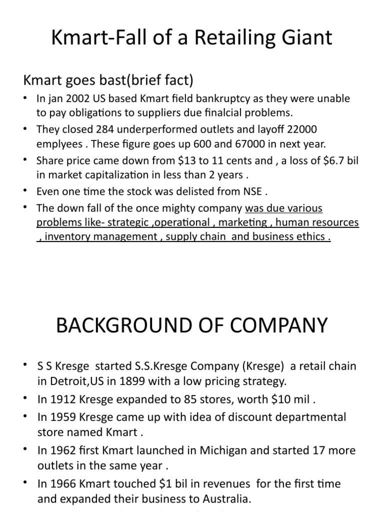 Kmart's Decline and Bankruptcy Analysis | PDF | Kmart | Retail