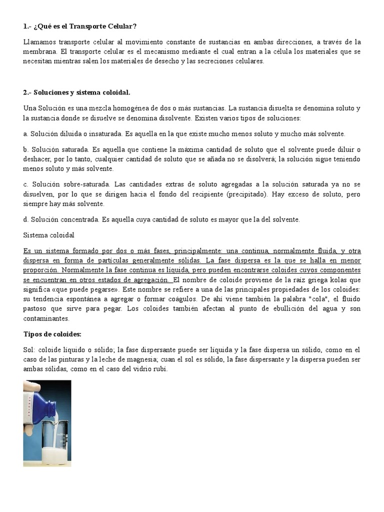 Transporte Celular: Tipos y Mecanismos | PDF | Membrana celular | Coloide